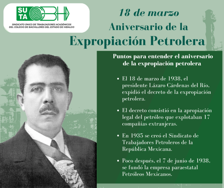18 de marzo expropiación petrolera en México. – SUTACOBAEH